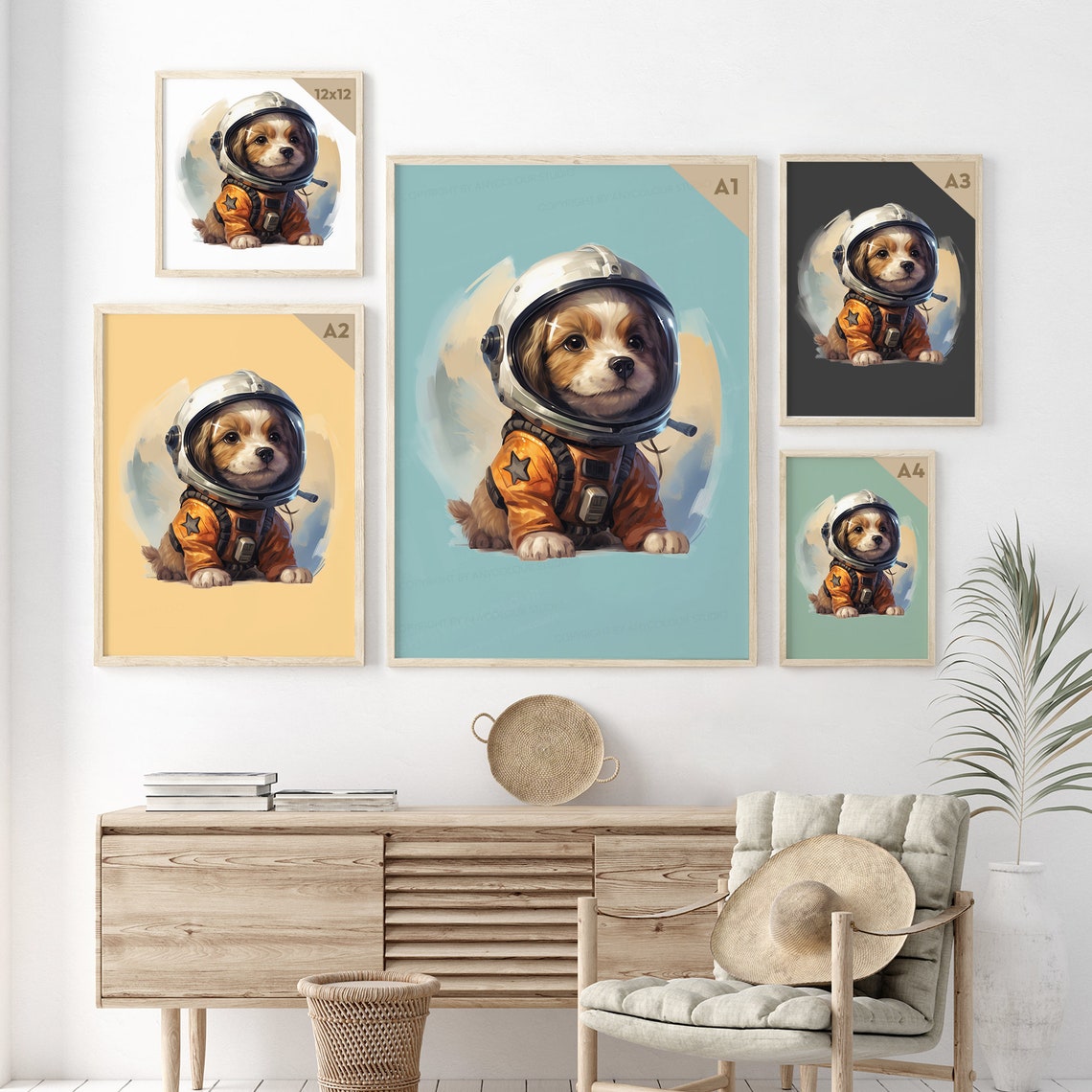 Any Colour - Space Dog Print - Space Dog Poster - Animals in Space Art ...
