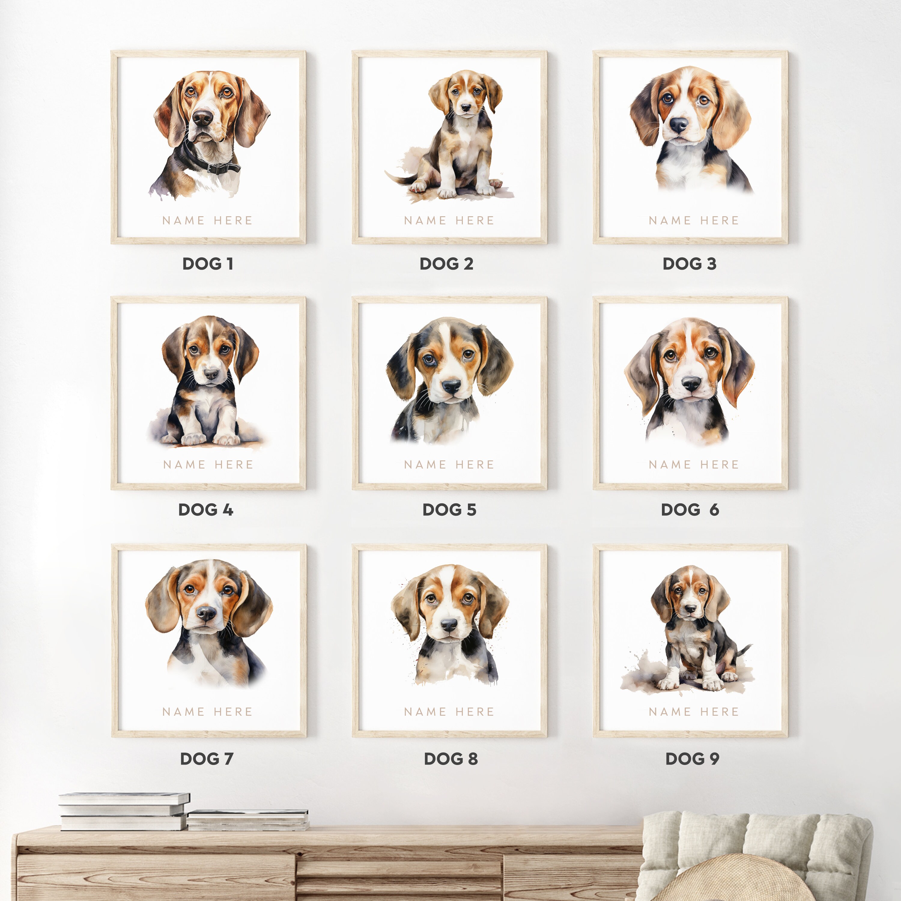 Custom Dog Poster - Beagle Poster - Beagle Dog Print - Personalise Dog ...