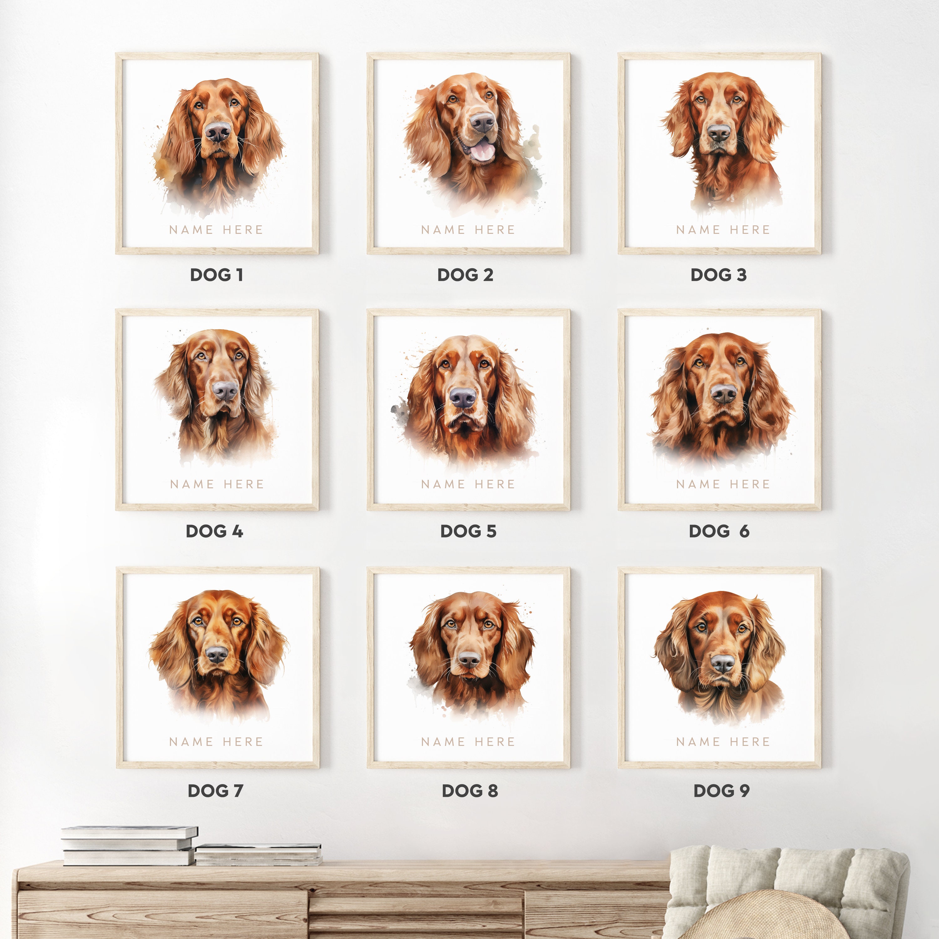 Custom Dog Poster Irish Setter Poster Irish Setter Dog Print Red Irish ...