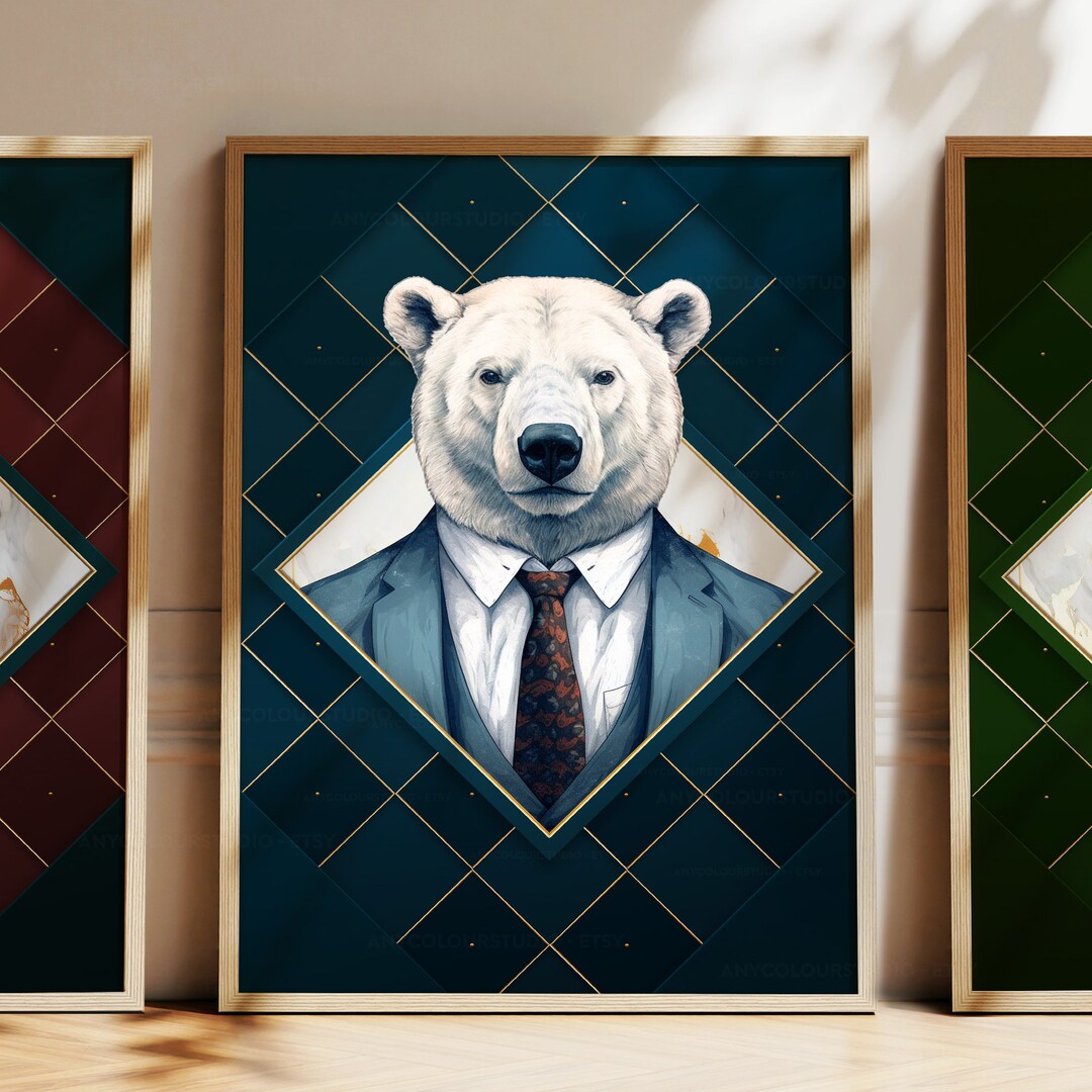 Any Colour - Polar Bear in Suit Poster - Polar Bear Poster ...