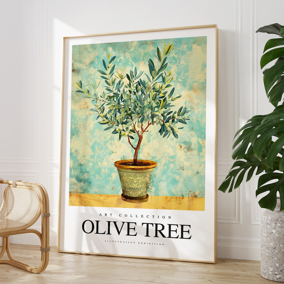 Any Colour - Olive Tree in Pot Print - Olive Tree Poster - Olive Tree ...