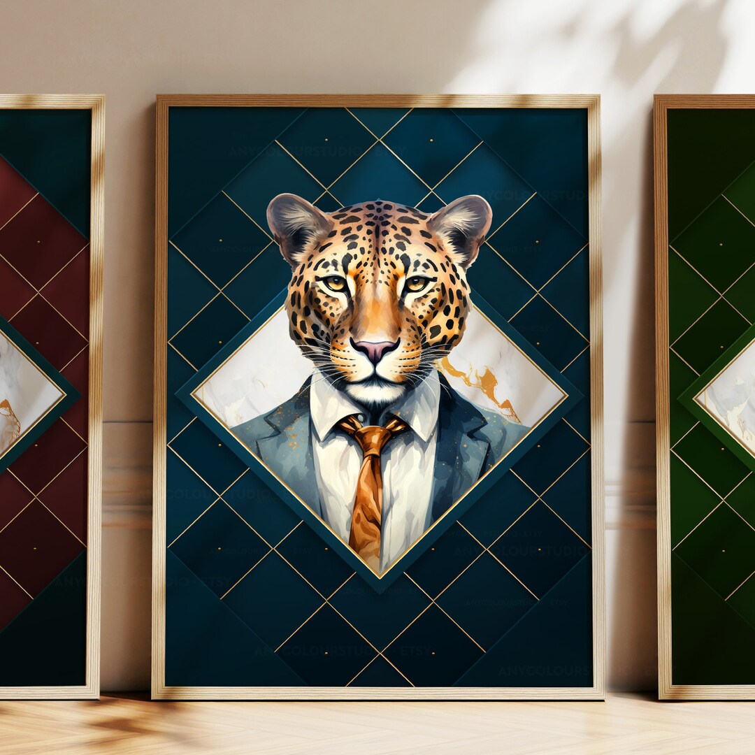 Any Colour - Cheetah in Suit Poster - Cheetah Poster - Personalised ...