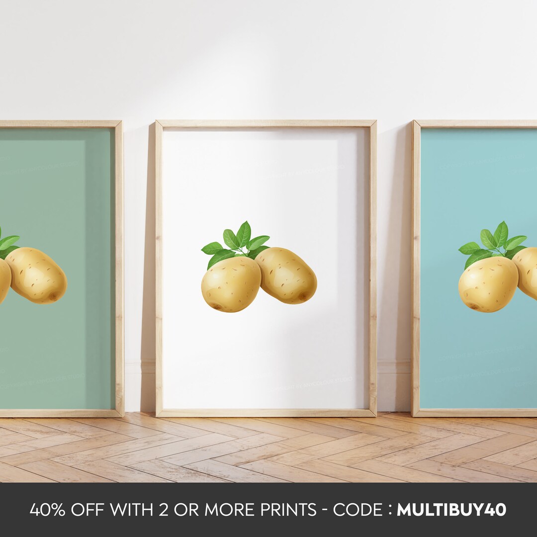 Any Colour - Potato Print - Potato Poster - Potato Art - Vegetable ...