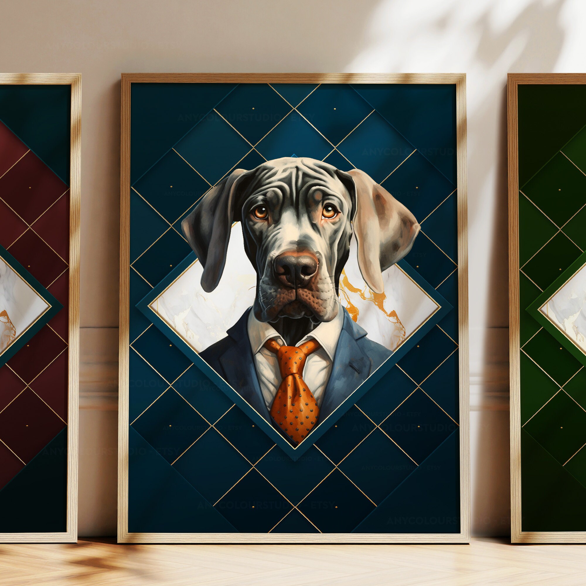 Any Colour - Great Dane in Suit Poster - Great Dane Poster ...