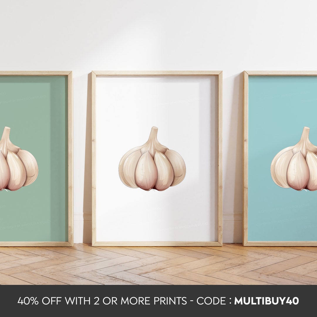 Any Colour - Garlic Print - Garlic Poster - Garlic Art - Cooking Print ...