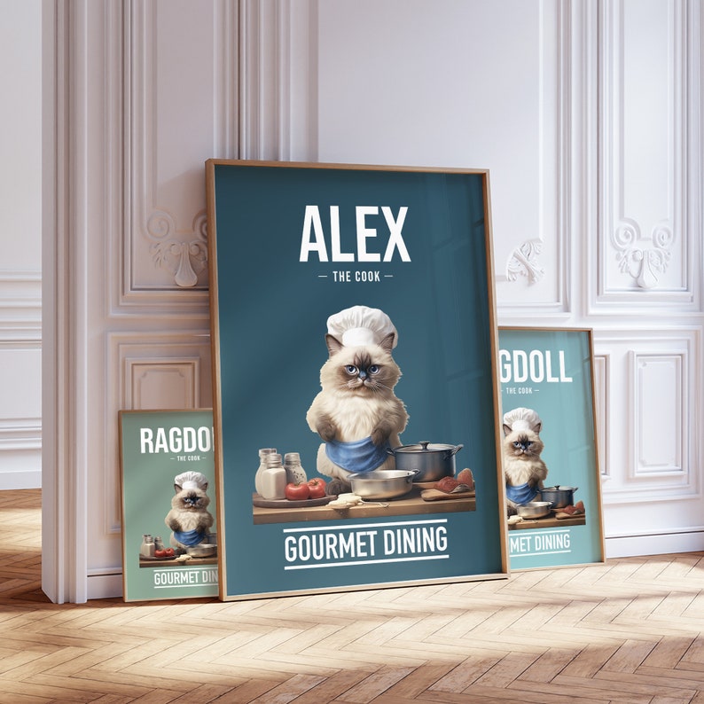 Any Colour Ragdoll Cat in Kitchen Poster Ragdoll Cat Poster Ragdoll Cat ...