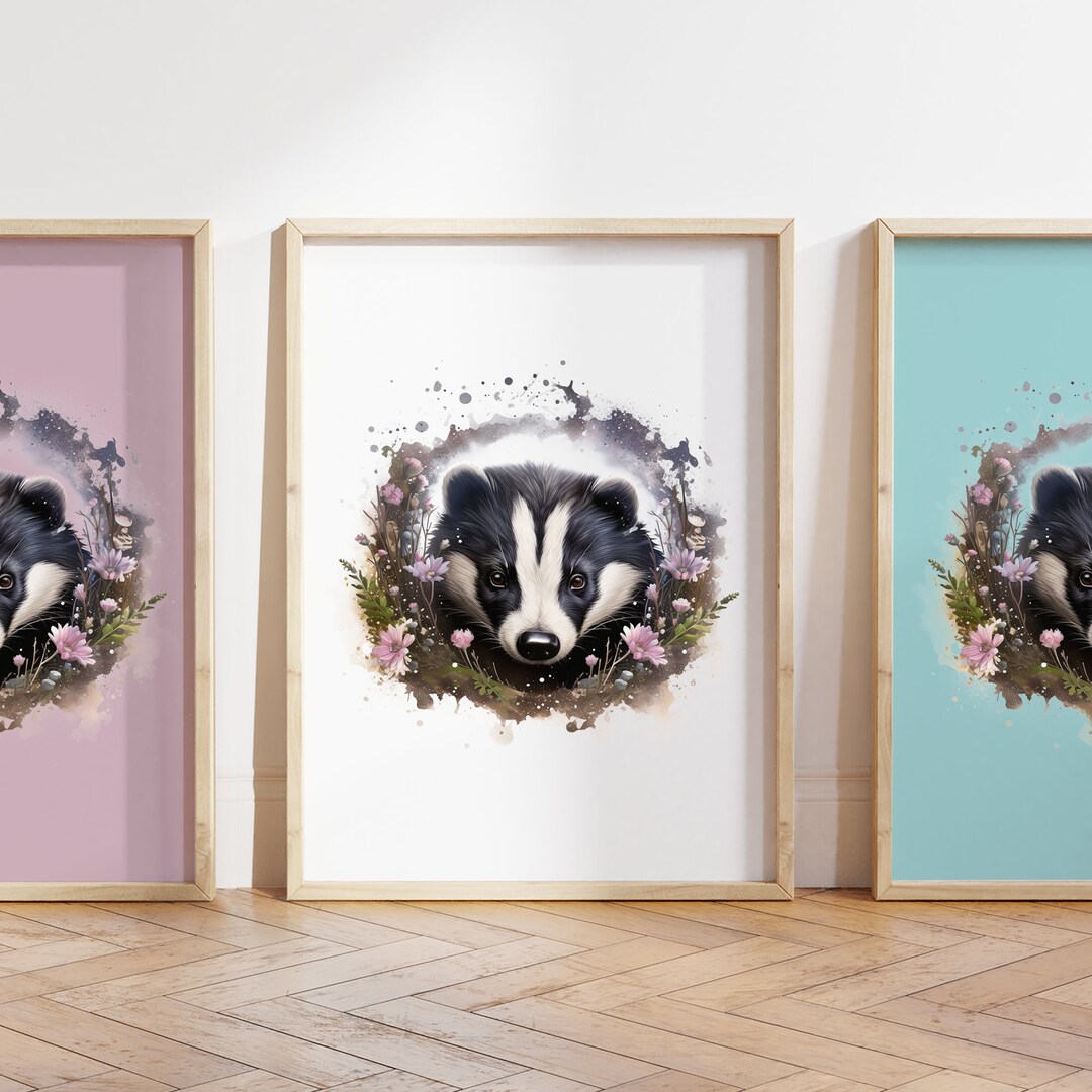 Any Colour - Magical Badger Head Print - Magical Badger Head Poster ...