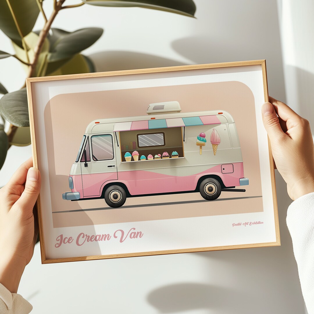 Ice Cream Van Landscape Print, Ice Cream Van Poster, Ice Cream Van Wall ...