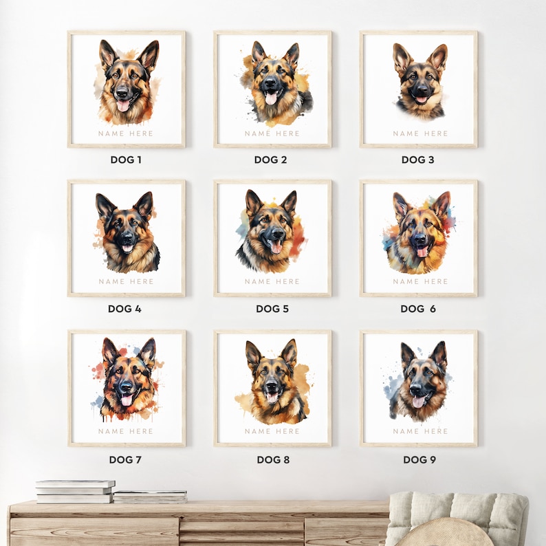 Custom Dog Poster German Shepherd Poster Alsatian Dog Print Personalise ...
