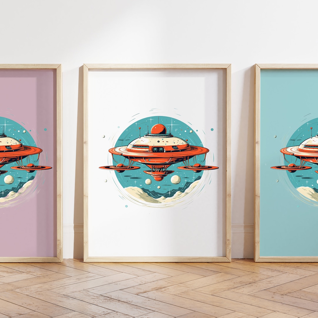 Any Colour - Alien Space Ship Print - Alien Space Station Poster - Kids ...