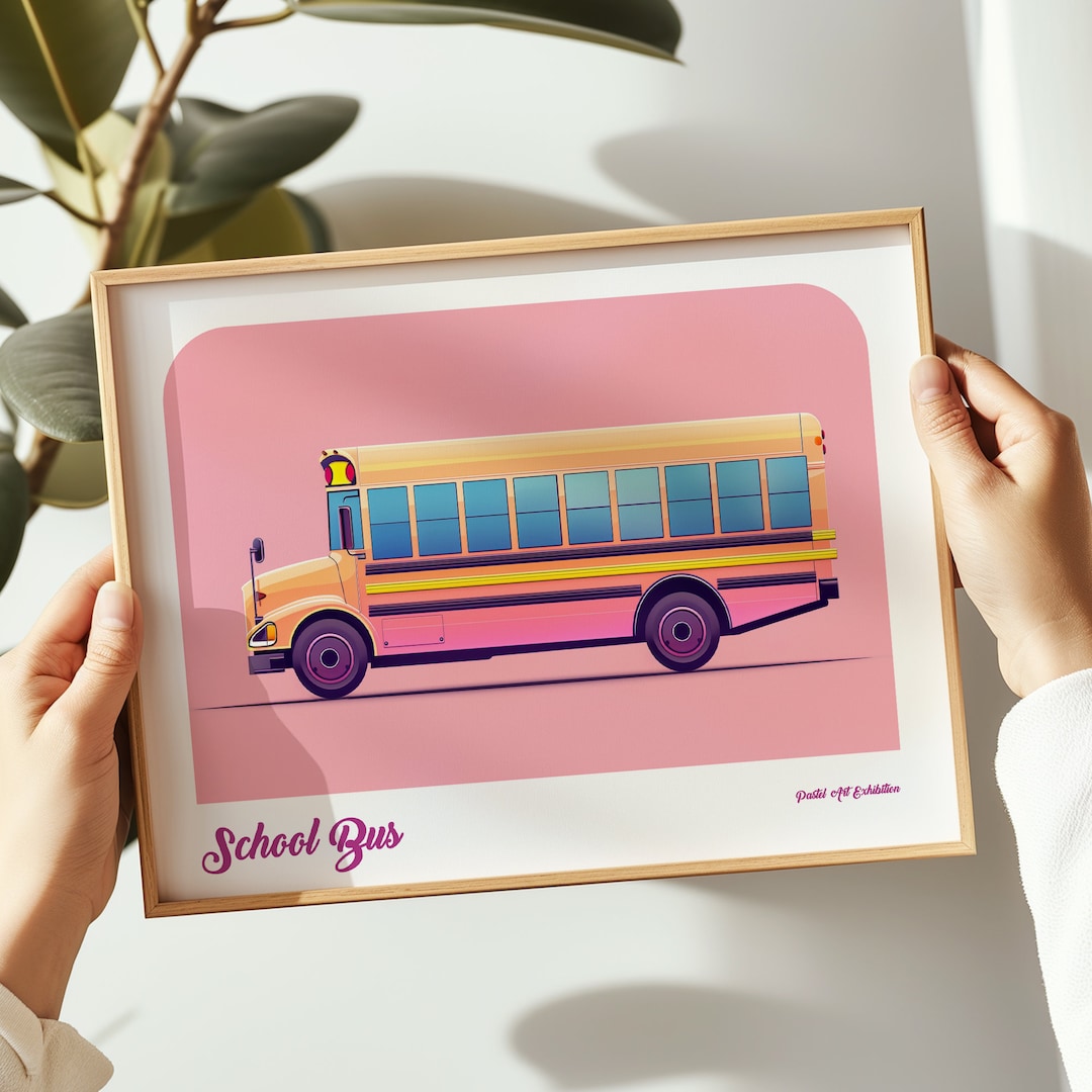 School Bus Landscape Print, School Bus Poster, School Bus Wall Art ...