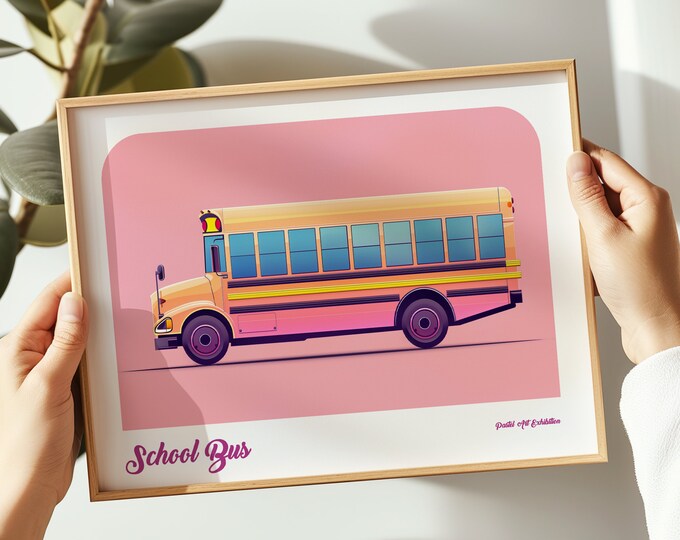 School Bus Landscape Print, School Bus Poster, School Bus Wall Art ...