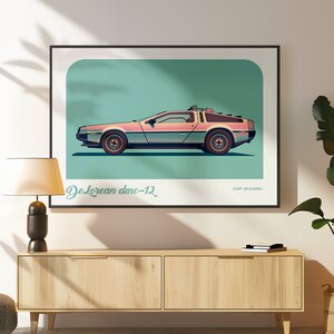 Delorean DMC-12 Landscape Print, Delorean Poster, Delorean Wall Art ...