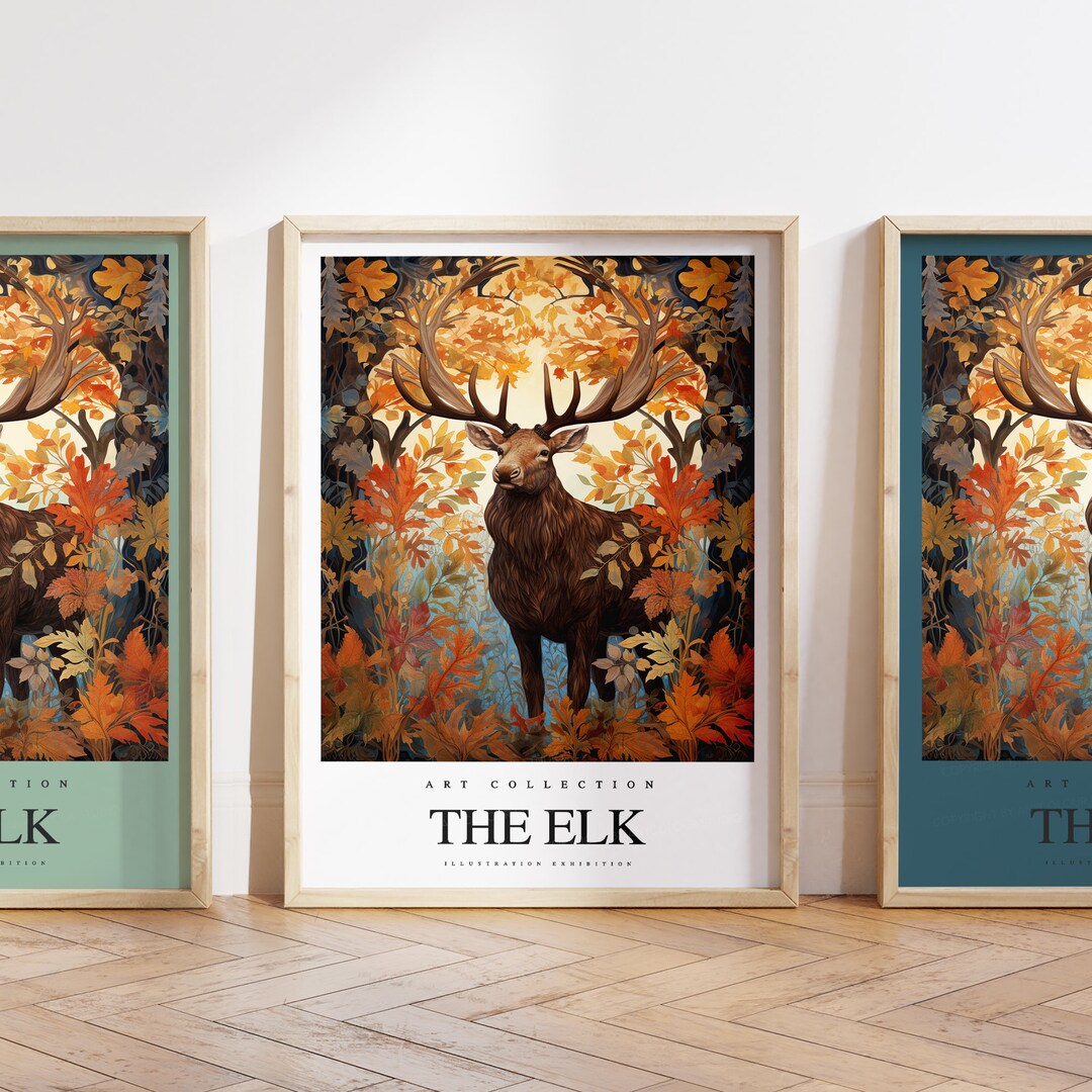 The Elk Print - Elk Illustration Poster - Elk Painting - USA National ...