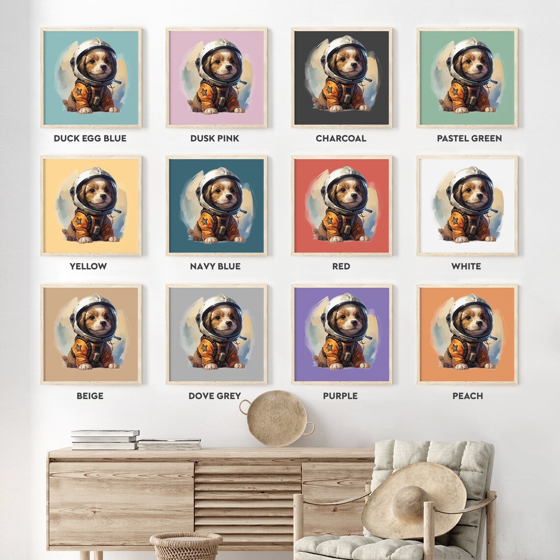 Any Colour - Space Dog Print - Space Dog Poster - Animals in Space Art ...