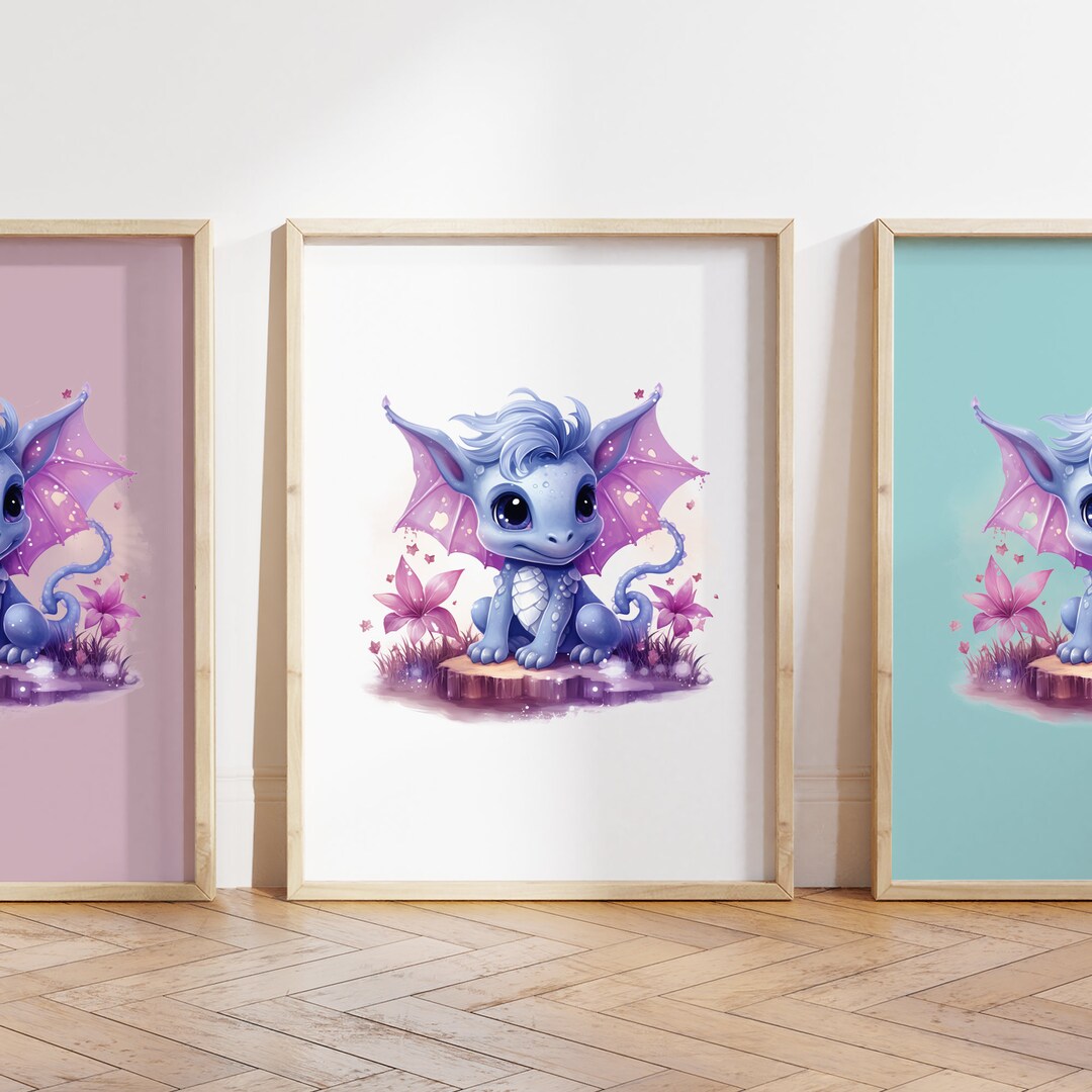 Any Colour - Mystical Blue Dragon Print - Mystical Blue Dragon Poster ...