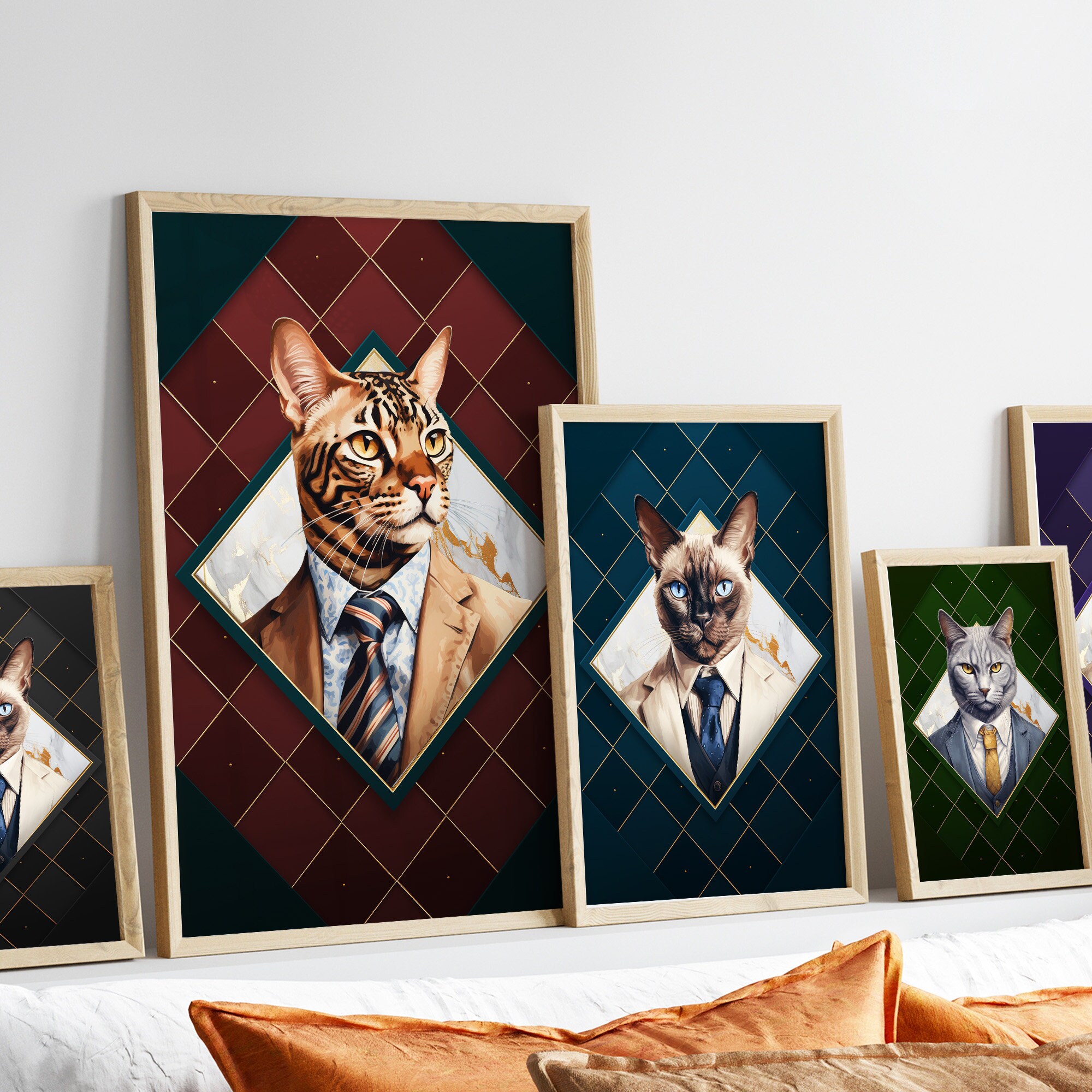 Any Colour - Siamese Cat in Suit Poster - Siamese Cat Poster ...