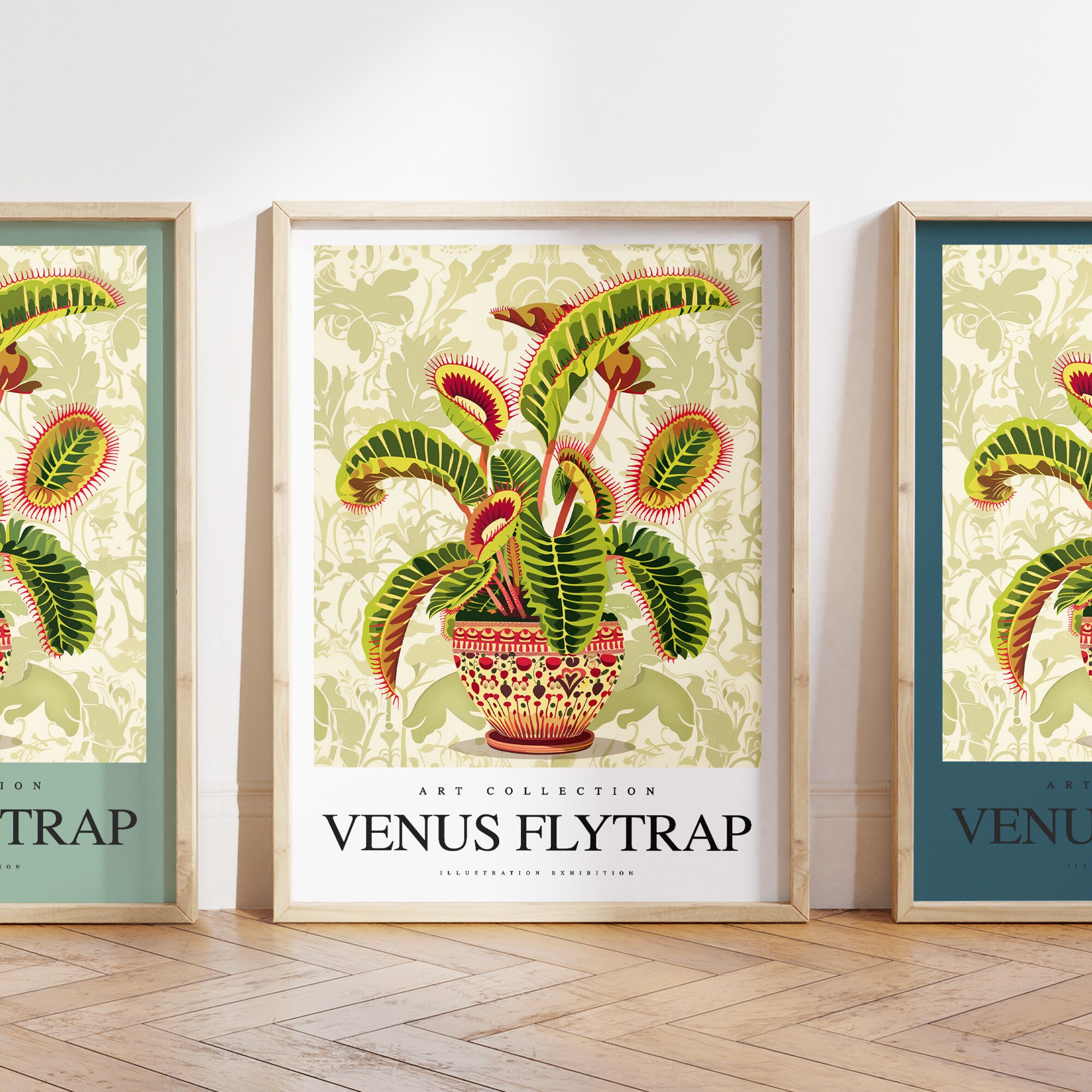 Any Colour Venus Flytrap Plant Print Venus Flytrap Plant Poster Venus Flytrap Plant Art Vintage ...