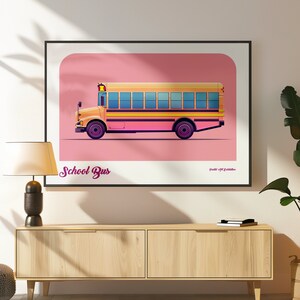 School Bus Landscape Print, School Bus Poster, School Bus Wall Art ...