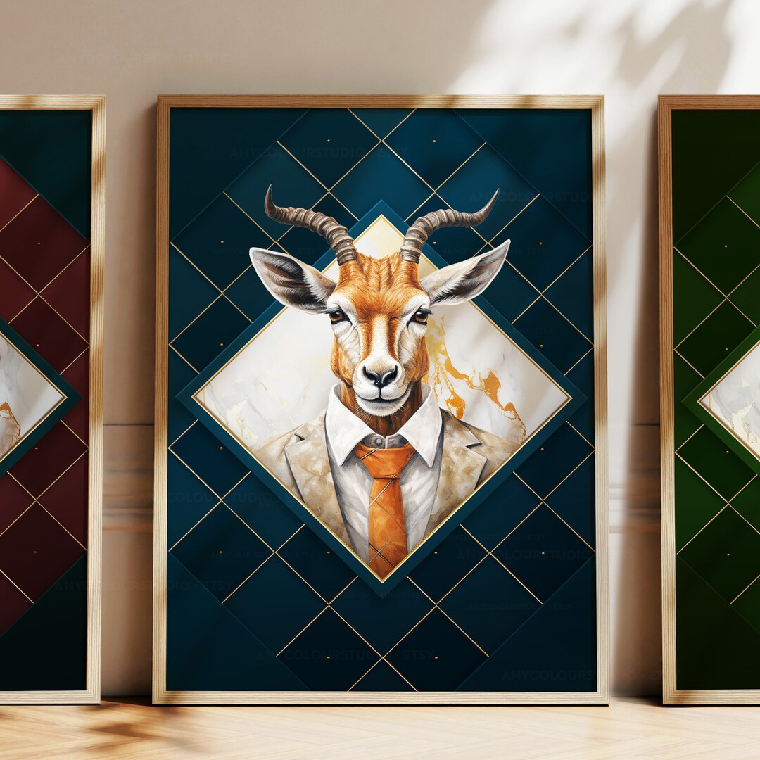 Any Colour - Antelope in Suit Poster - Antelope Poster - Personalised ...