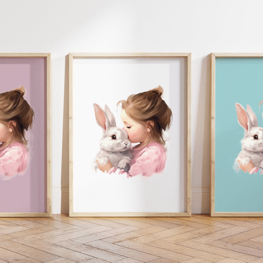 Any Colour - Bunny Cuddles Print - Cuddles Poster - Baby Animal Print ...