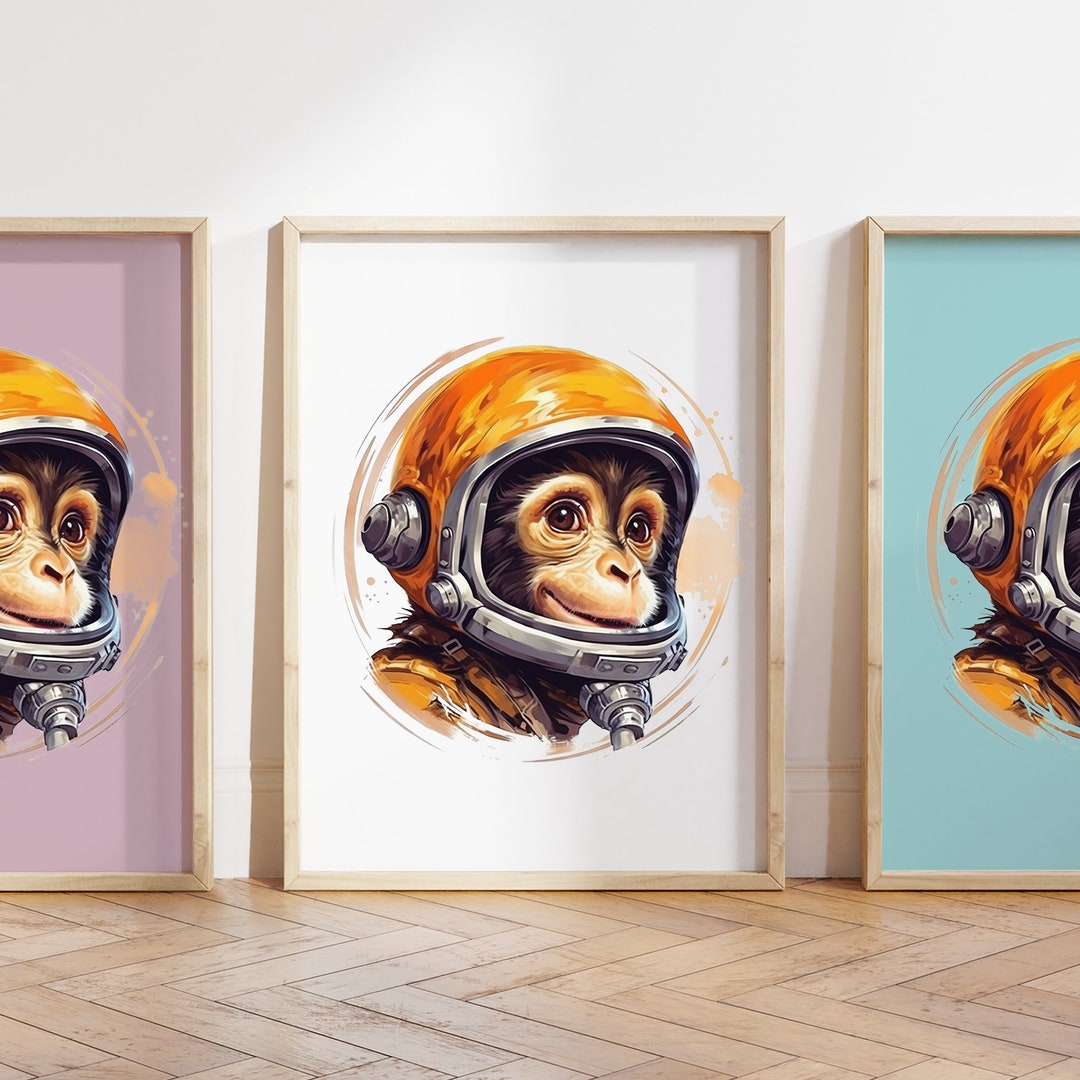 Any Colour - Space Chimp Print - Space Chimp Poster - Animals in Space ...