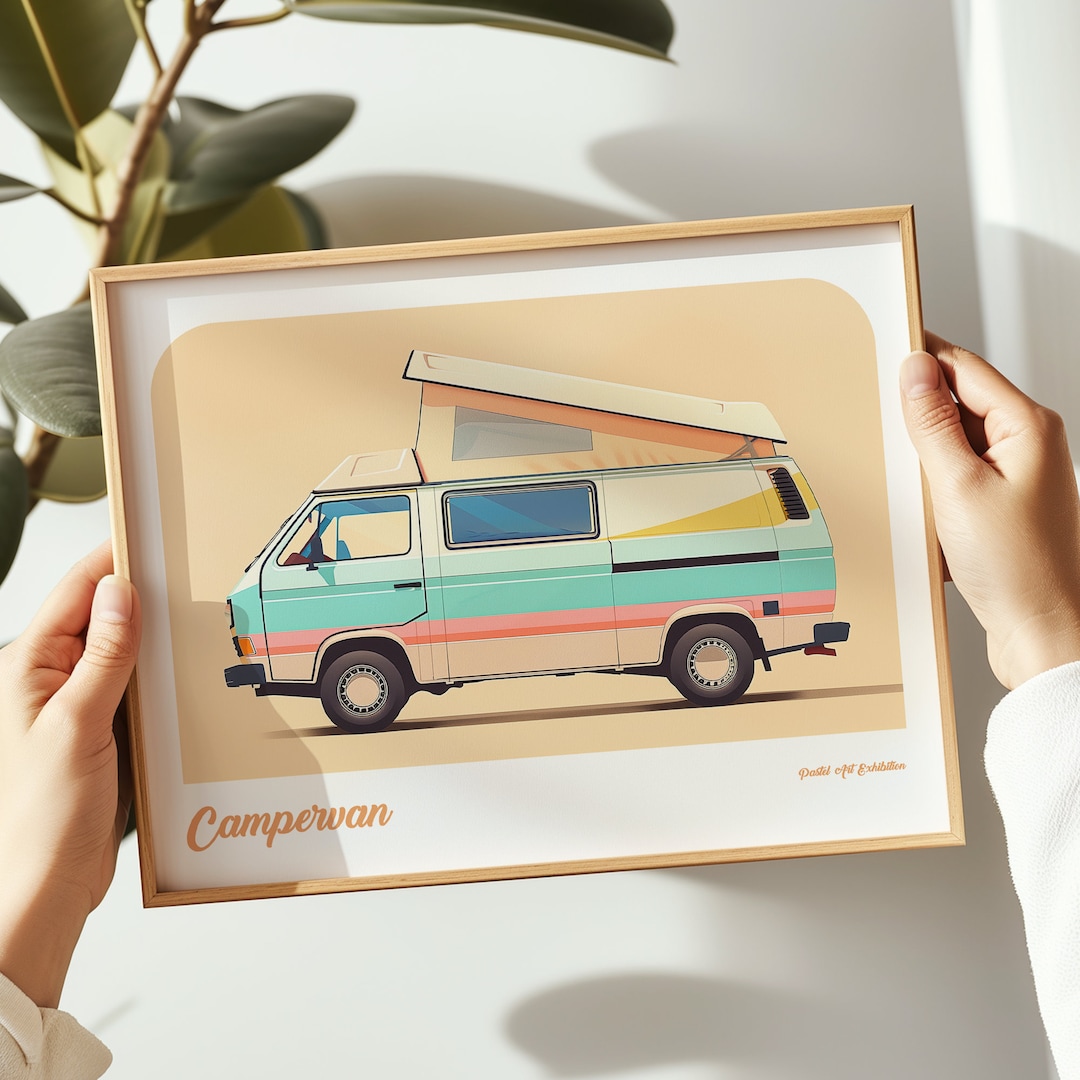 Campervan Landscape Print, Campervan Poster, Campervan Wall Art ...