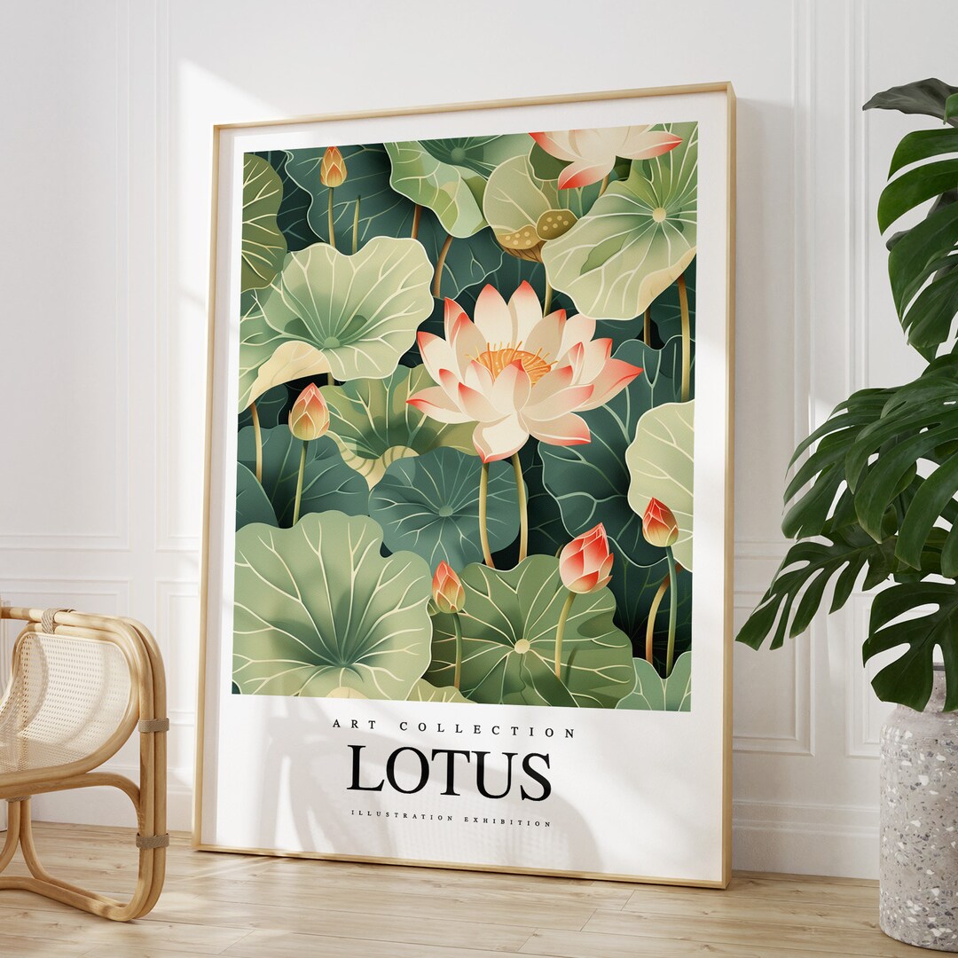 Any Colour - Lotus Flowers Print - Lotus Poster - Lotus Art - Vintage ...