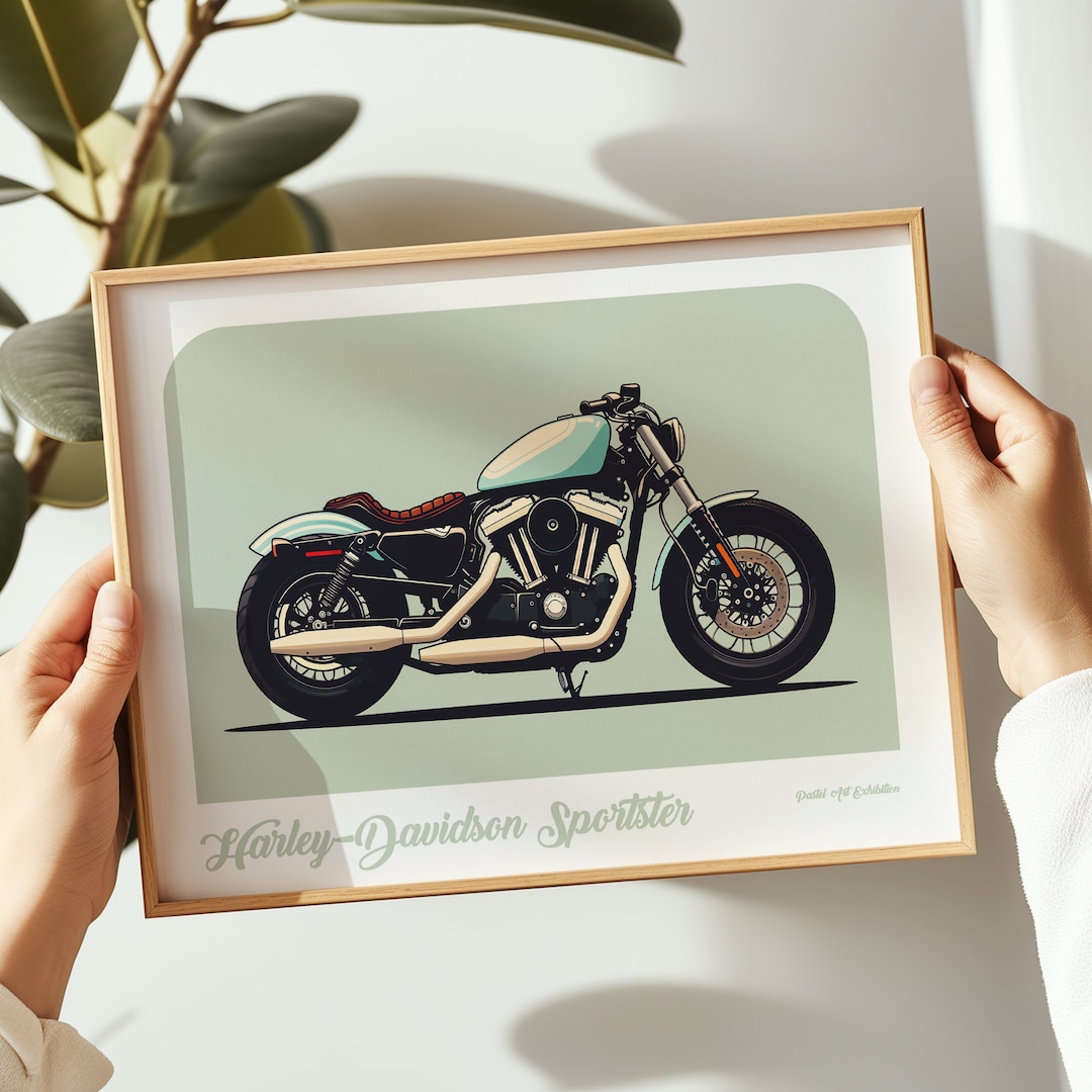 Harley-davidson Landscape Print, Motorcycle Poster, Motorcycle Wall Art ...