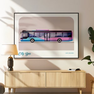 City Bus Landscape Print, City Bus Poster, City Bus Wall Art, City Bus ...