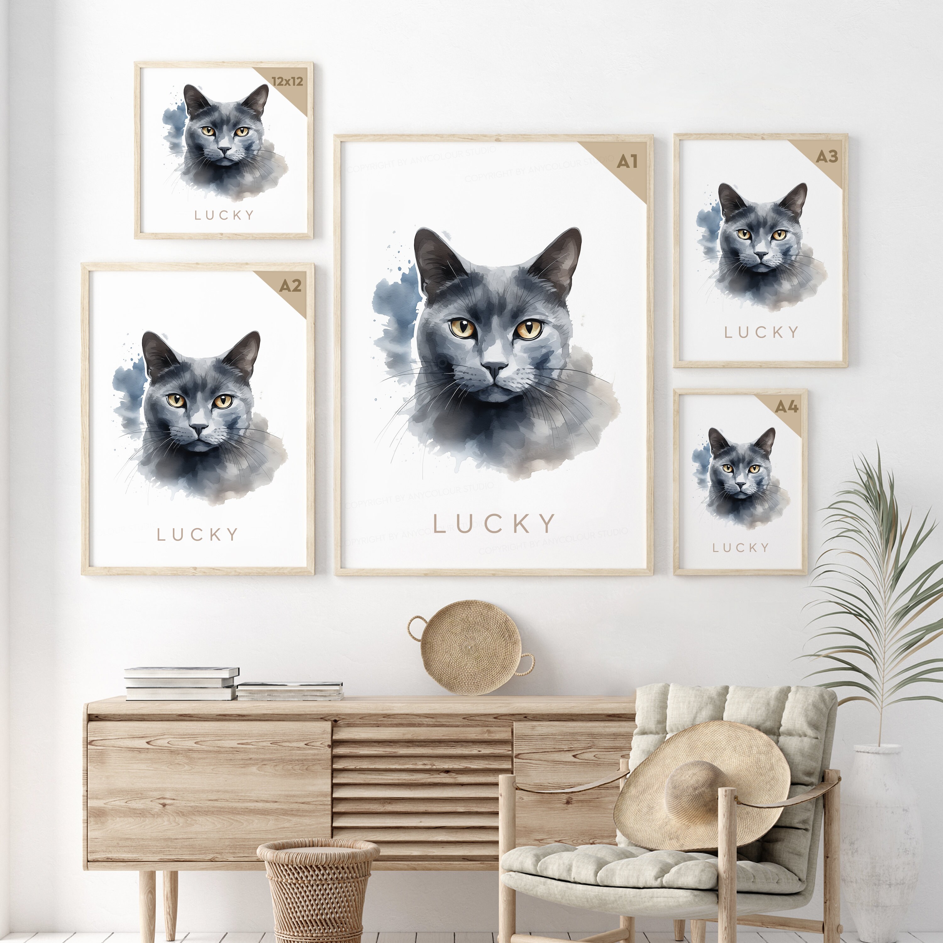 Custom Cat Poster Russian Blue Cat Poster Russian Blue Cat Print ...