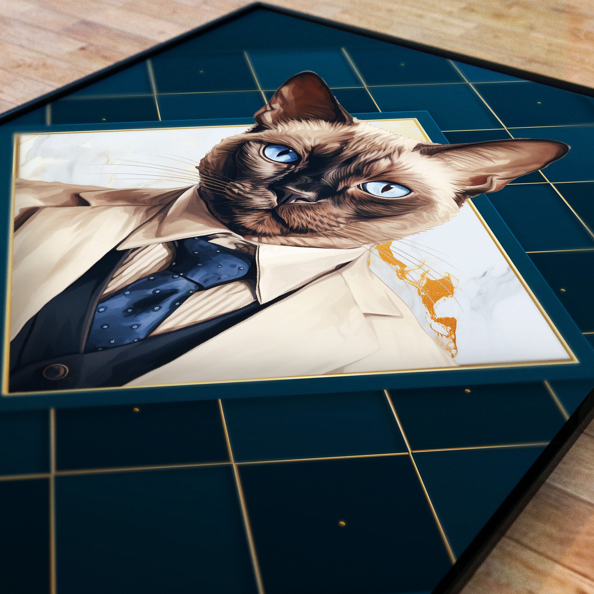 Any Colour - Siamese Cat in Suit Poster - Siamese Cat Poster ...