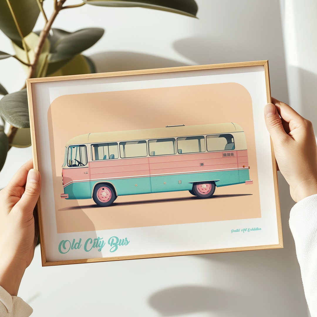 Old City Bus Landscape Print, City Bus Poster, City Bus Wall Art, City ...