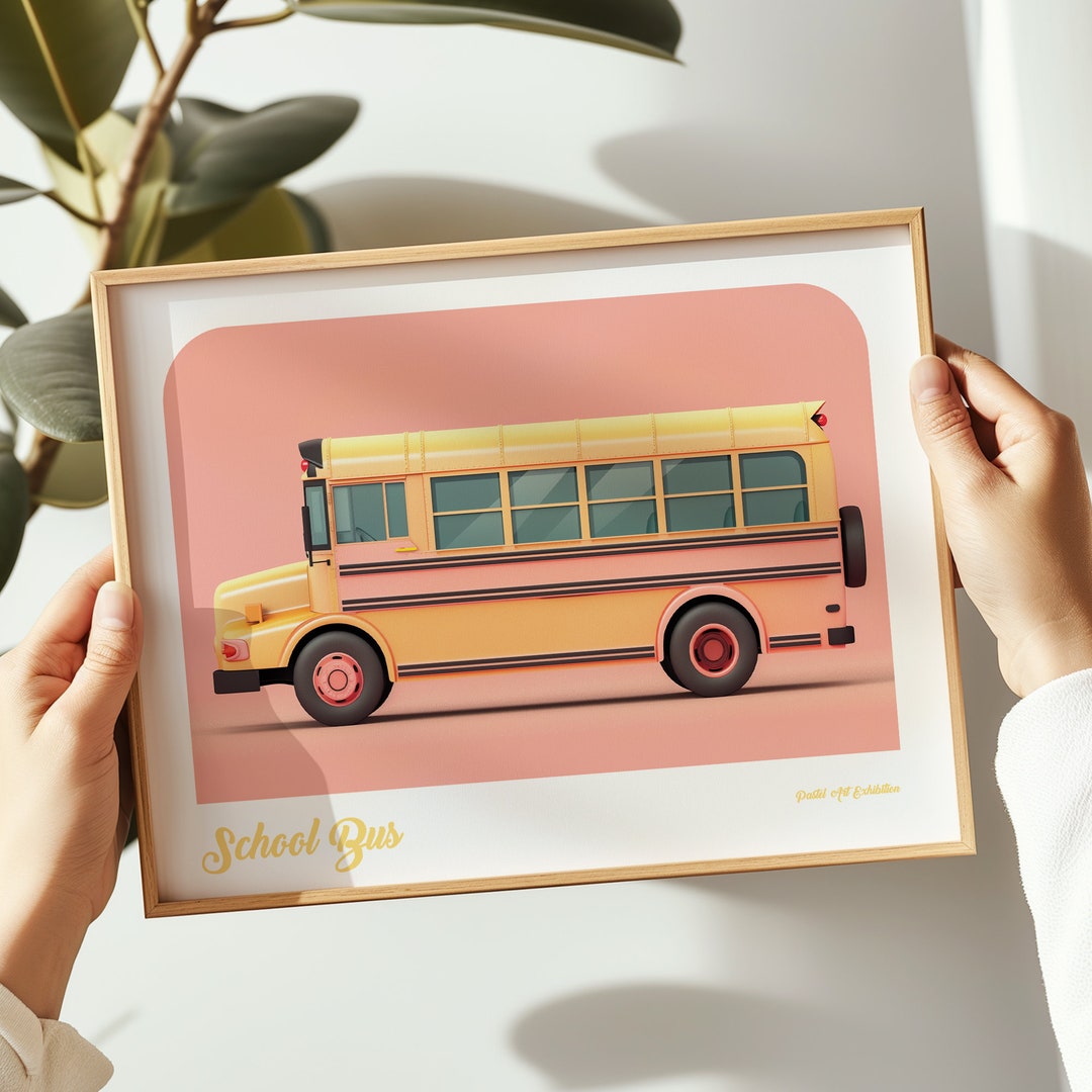 School Bus Landscape Print, School Bus Poster, School Bus Wall Art ...