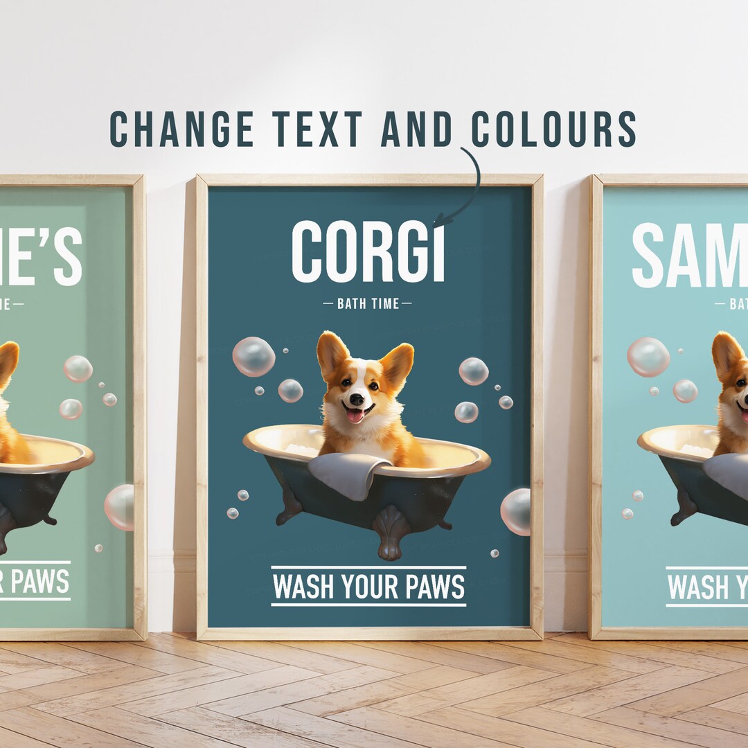 Any Colour - Welsh Corgi in Bath Poster - Welsh Corgi Poster - Welsh ...