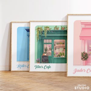 Personalised Text, Green Cafe Poster, Green Cafe Print, Green Cafe ...