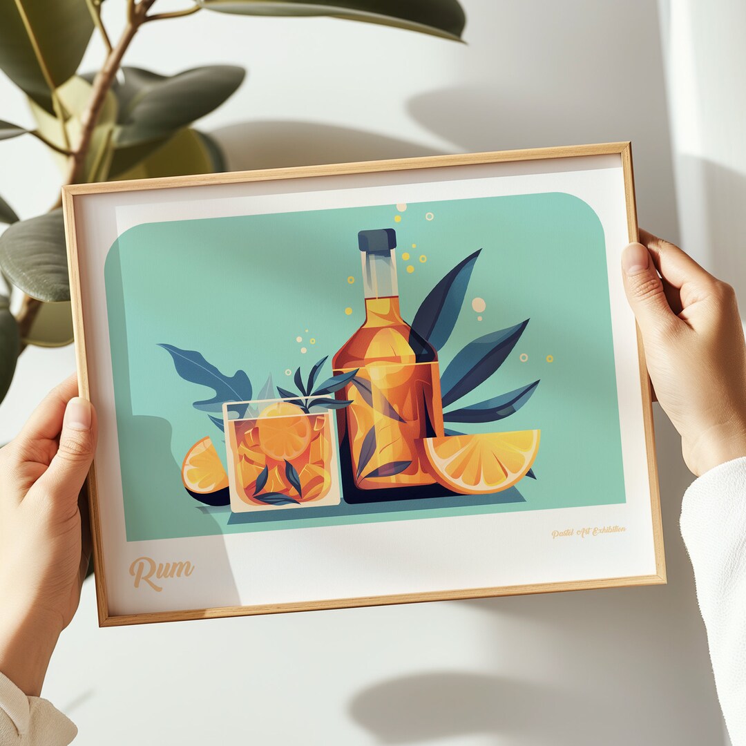 Rum Landscape Print, Rum Poster, Rum Wall Art, Food and Drinks Poster ...