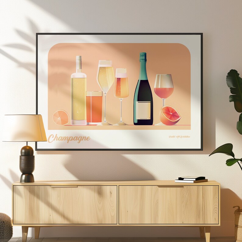 Champagne Landscape Print, Champagne Poster, Champagne Wall Art, Food ...