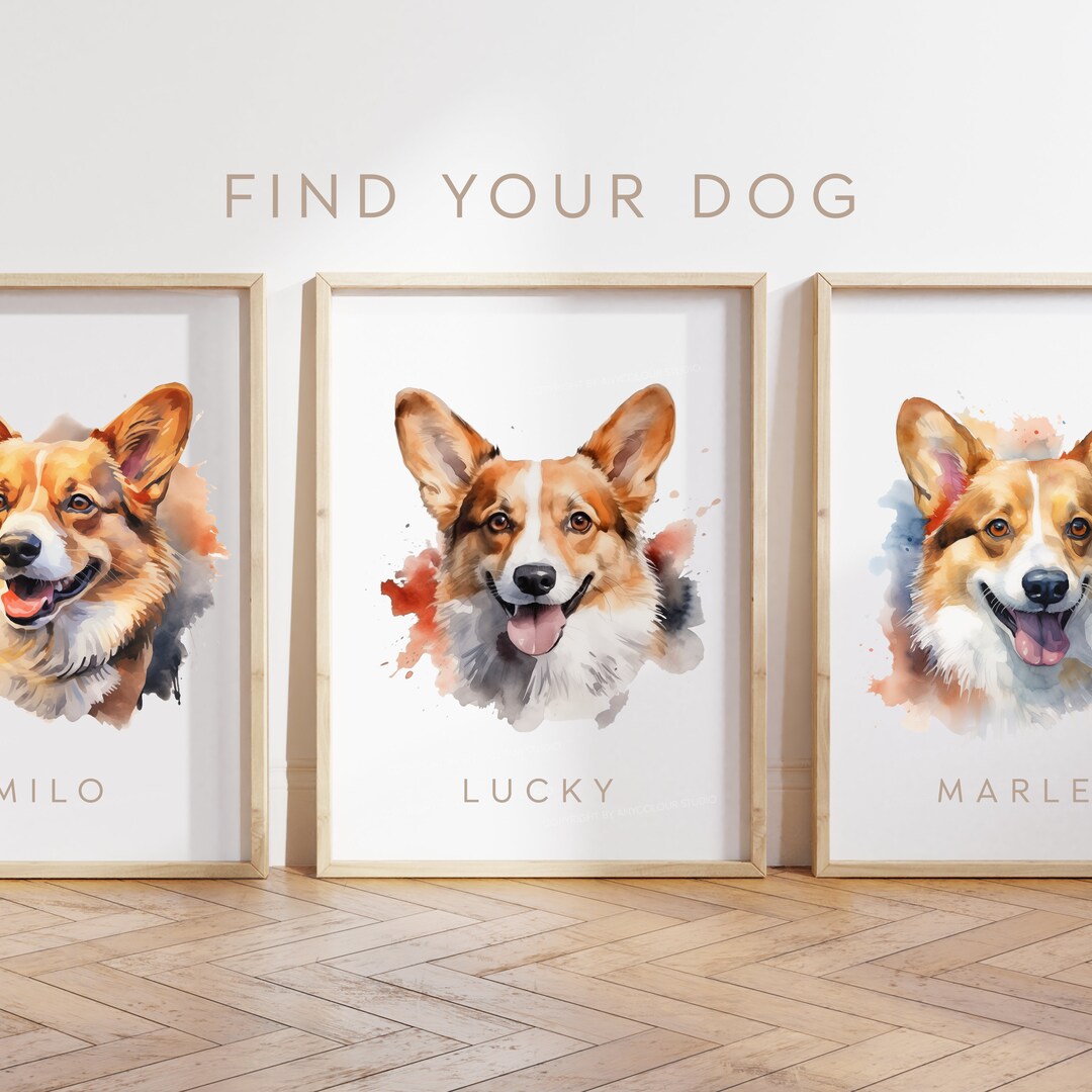 Custom Dog Poster - Welsh Corgi Poster - Welsh Corgi Dog Print - Welsh ...