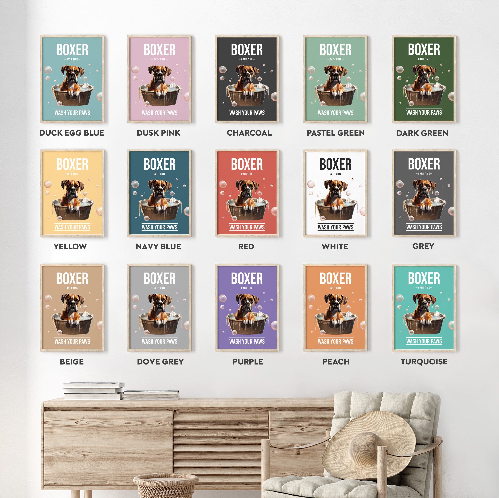 Any Colour Boxer in Bath Poster Boxer Poster Boxer Custom Text Print ...