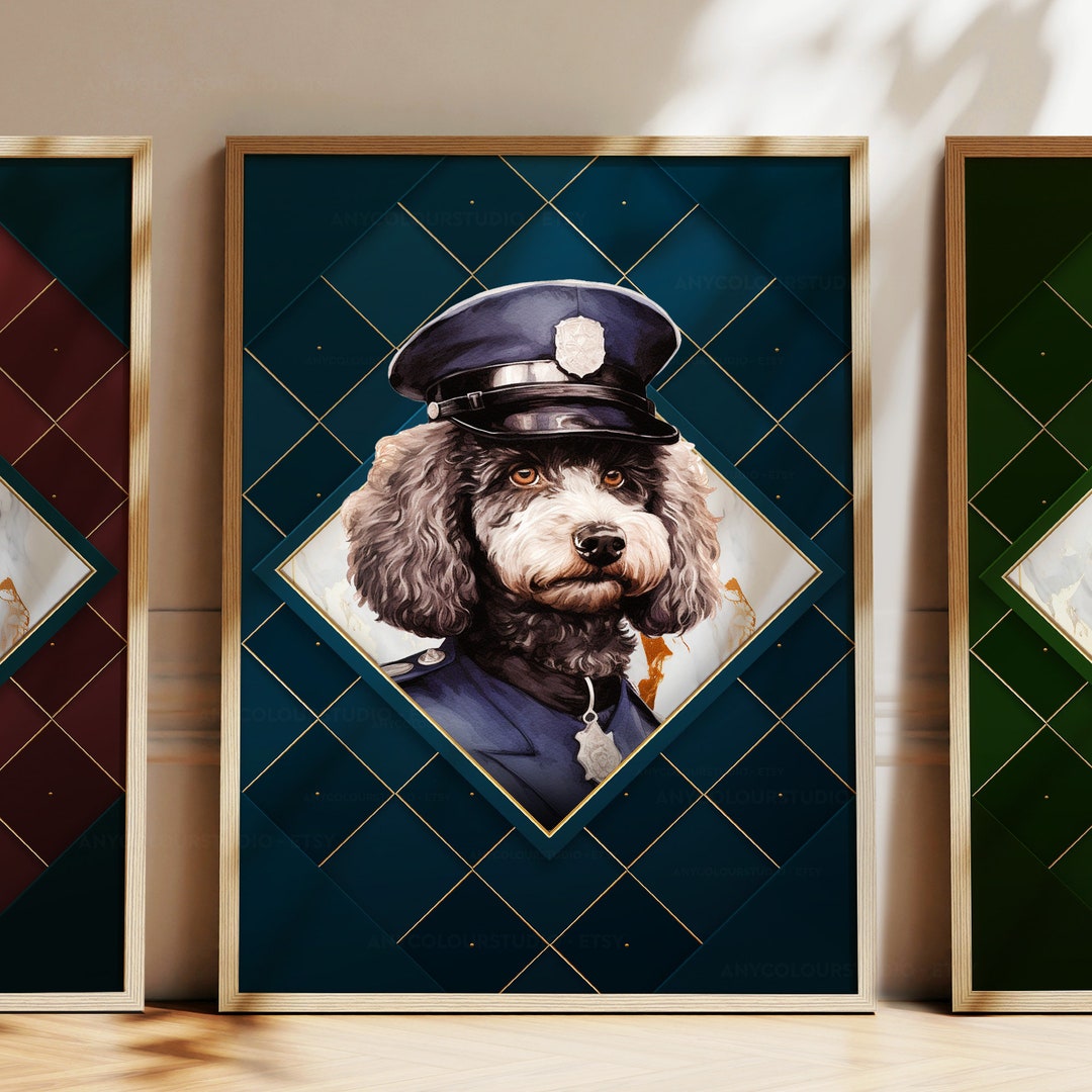 Any Colour Poodle Dog in Uniform Poster Poodle Poster Personalised ...
