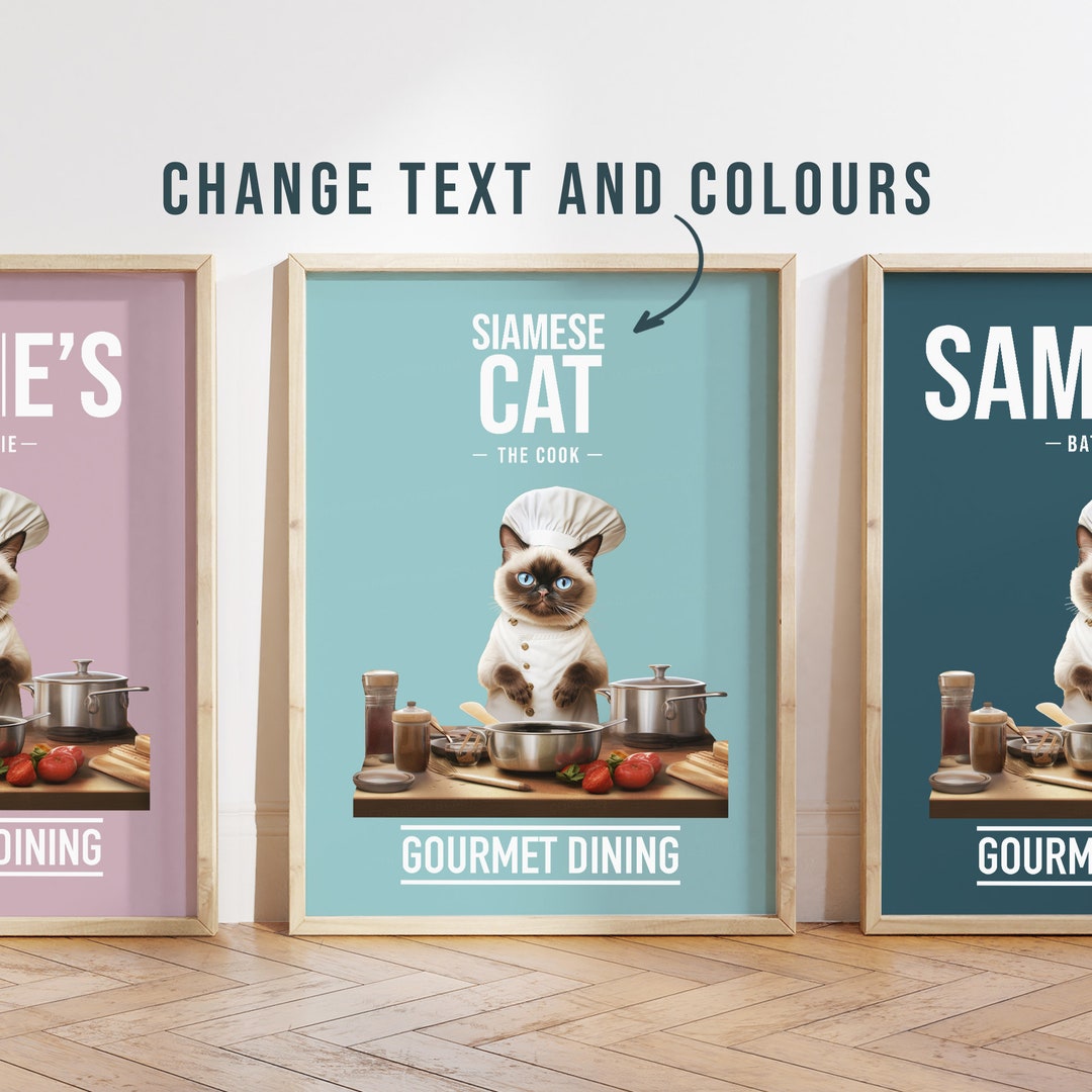 Any Colour - Siamese Cat in Kitchen Poster - Siamese Cat Poster ...