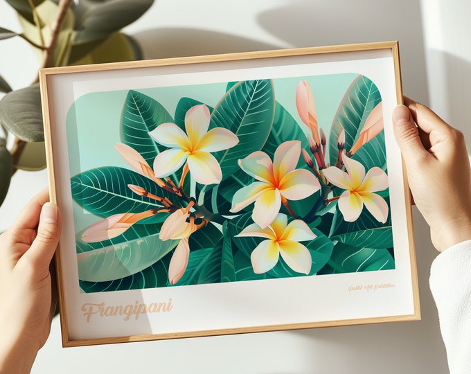 Frangipani Flowers Landscape Print, Frangipani Flowers Poster ...