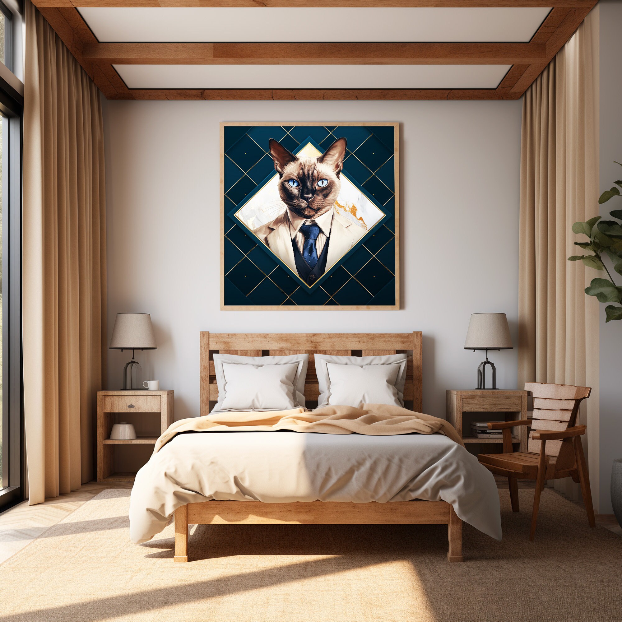 Any Colour - Siamese Cat in Suit Poster - Siamese Cat Poster ...