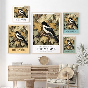 Magpie Poster - Magpie Print - Magpie Art - Bird Art - Birds Print ...