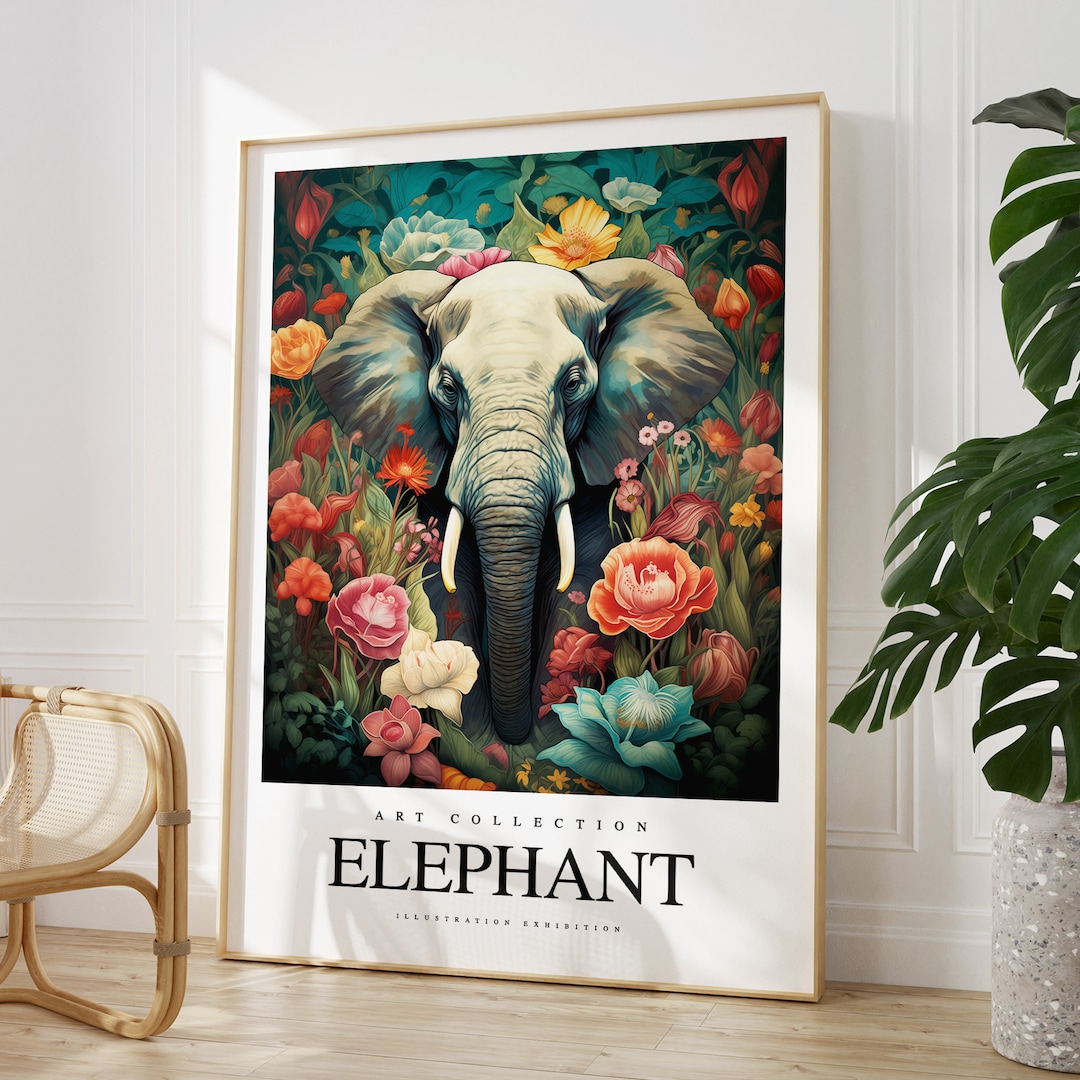 Any Colour - the Elephant Print - the Elephant Poster - Vintage Print ...