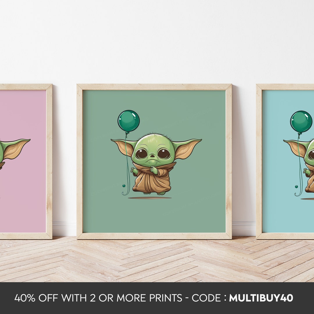 Any Colour - Grogu With Balloon Print - Grogu Baby Yoda -star Wars Fan ...