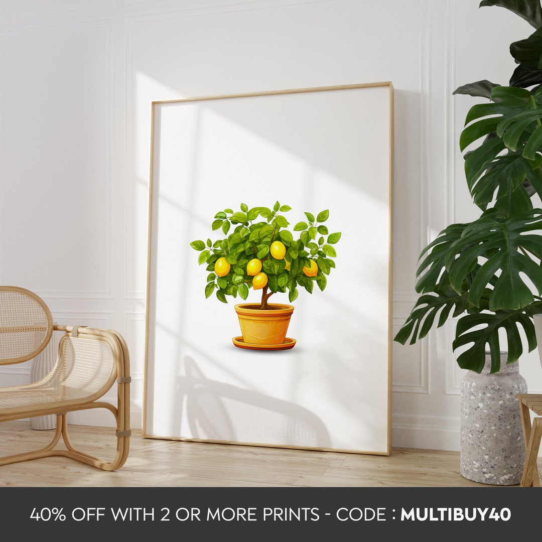 Any Colour Lemon Bush Poster Lemon Tree in Pot Poster Plant Art Plant ...