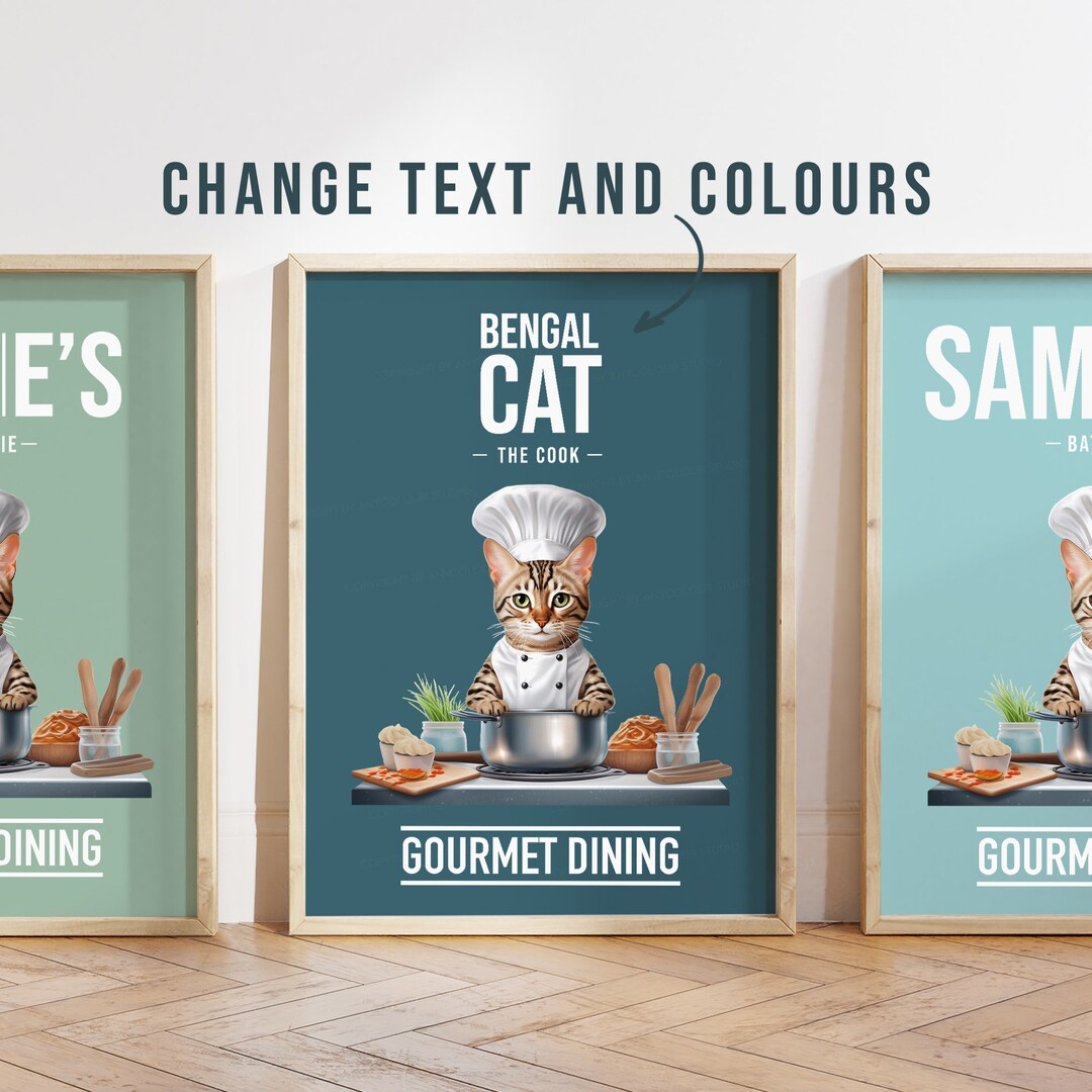 Any Colour - Bengal Cat in Kitchen Poster - Bengal Cat Poster - Bengal ...