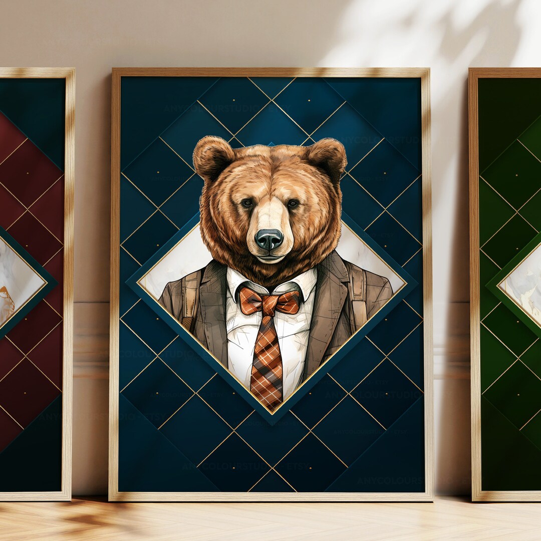 Any Colour - Brown Bear in Suit Poster - Brown Bear Poster ...